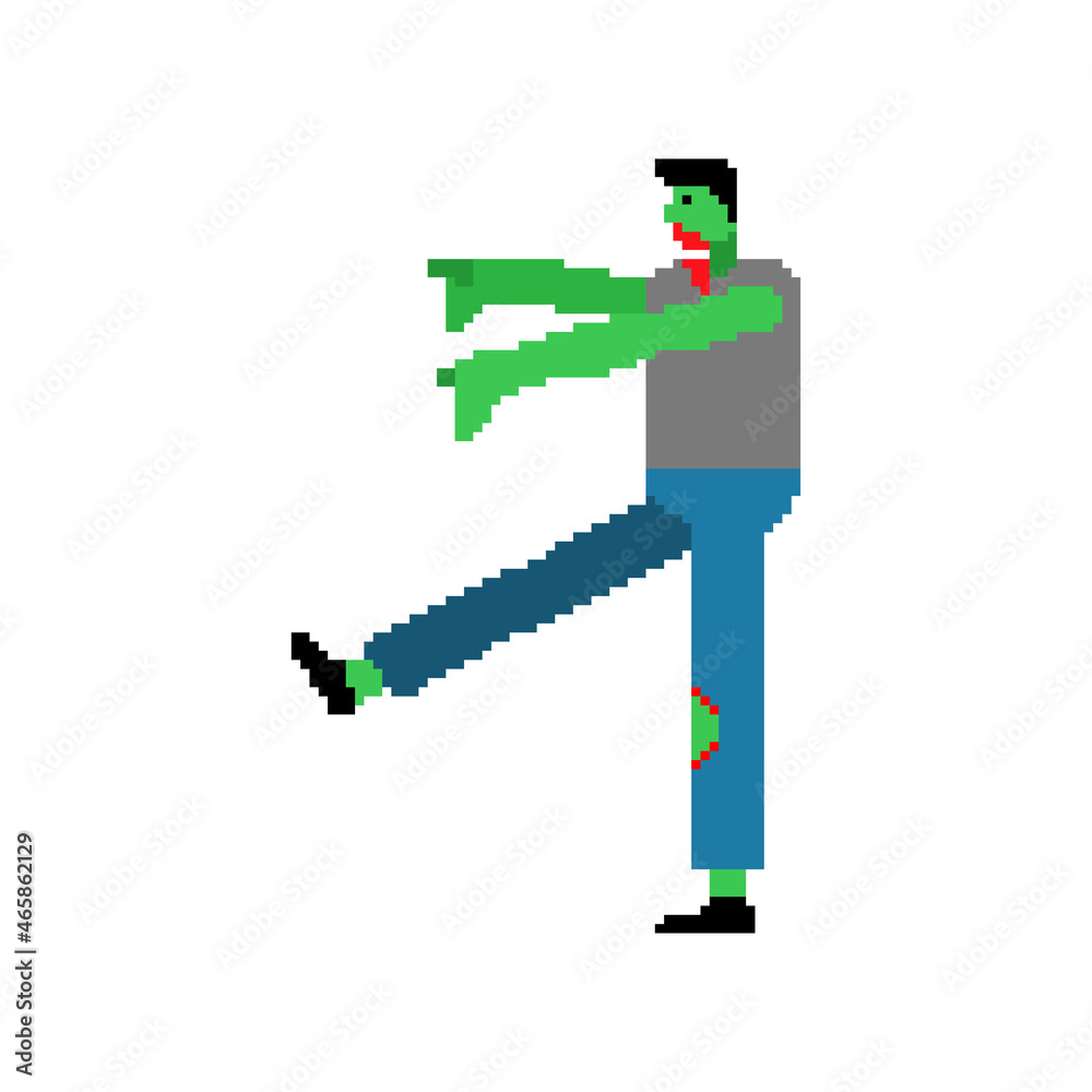 Zombie pixel art. pixelated zombi isolated. 8 bit Dead man alive Stock ...
