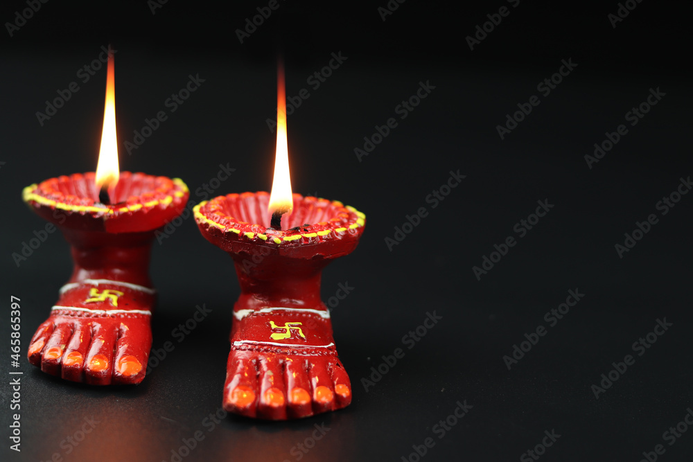 Clay Lamp Known As Diya, Deep, Diyo, Deepa Or Deepam WIth Goddess Feet ...