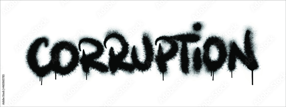 Corruption sprayed text. Vector. Isolated. Art for logo, print, etc ...
