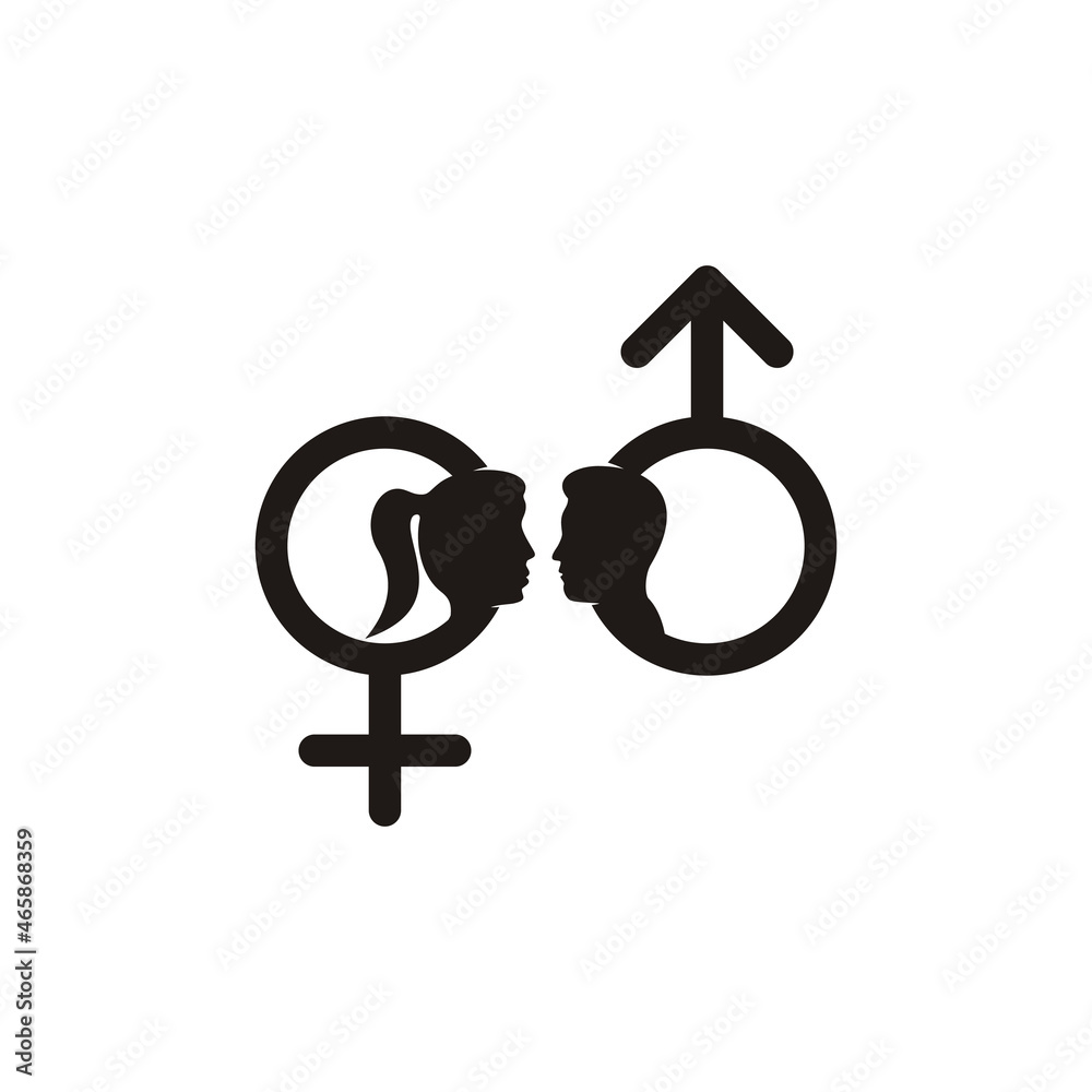 Male and female face silhouette logo vector in gender equality icon ...