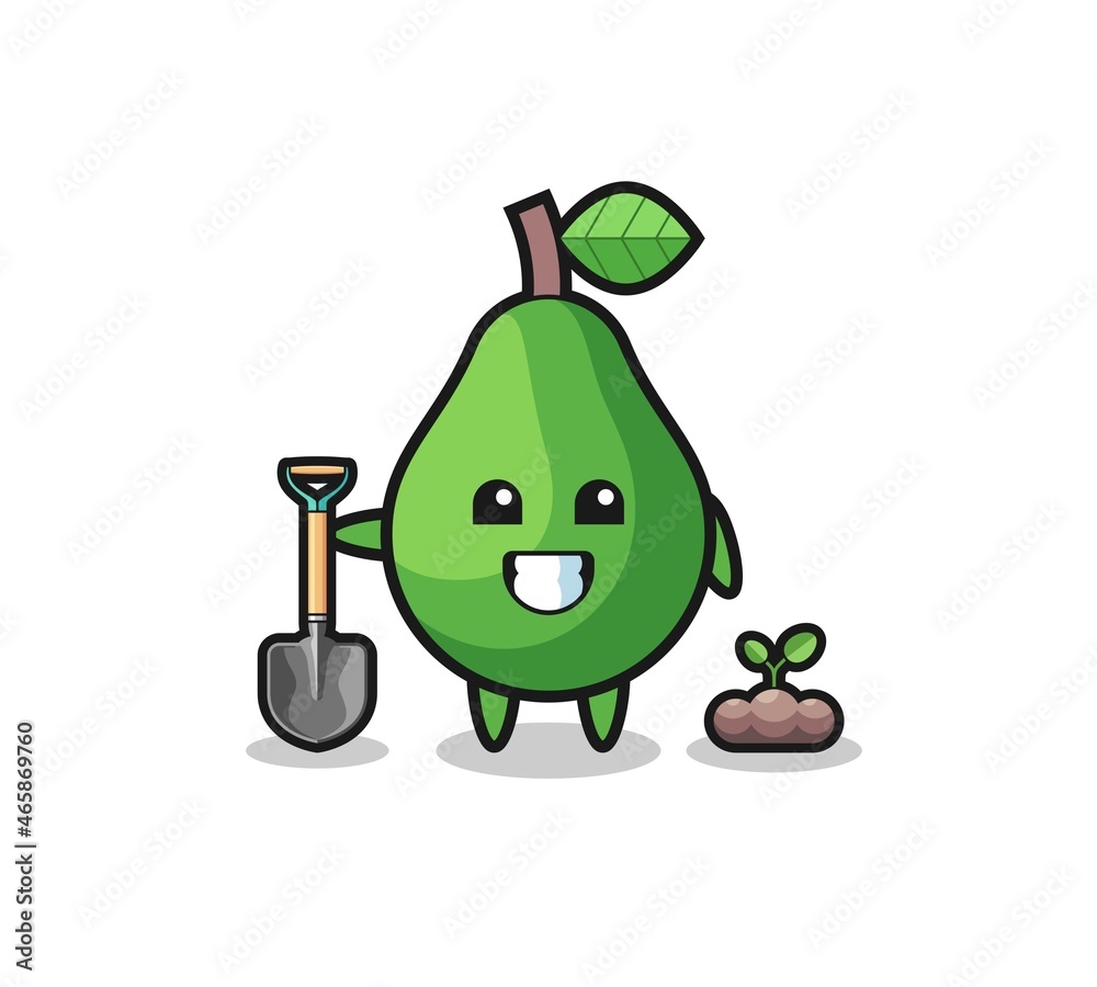 cute avocado cartoon is planting a tree seed Stock Vector | Adobe Stock