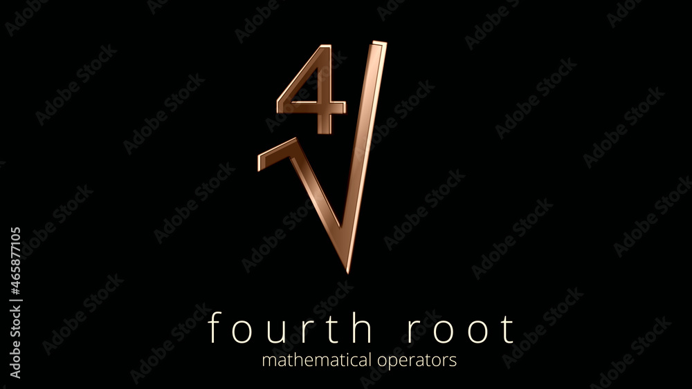 Mathematical Operators. FOURTH ROOT SIGN, illustration. Logo, poster of ...