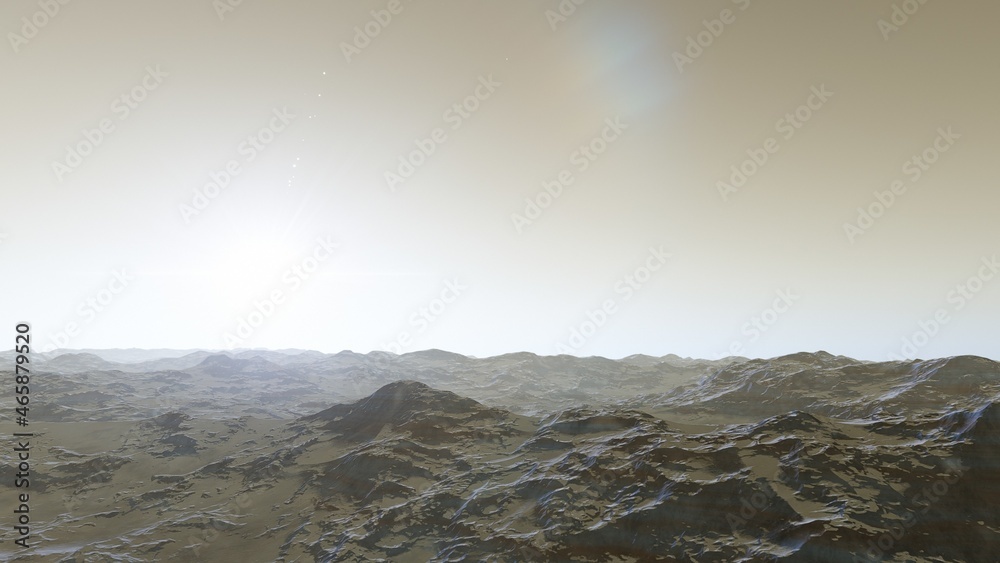 alien planet landscape sci fi spatial background, view from planet ...