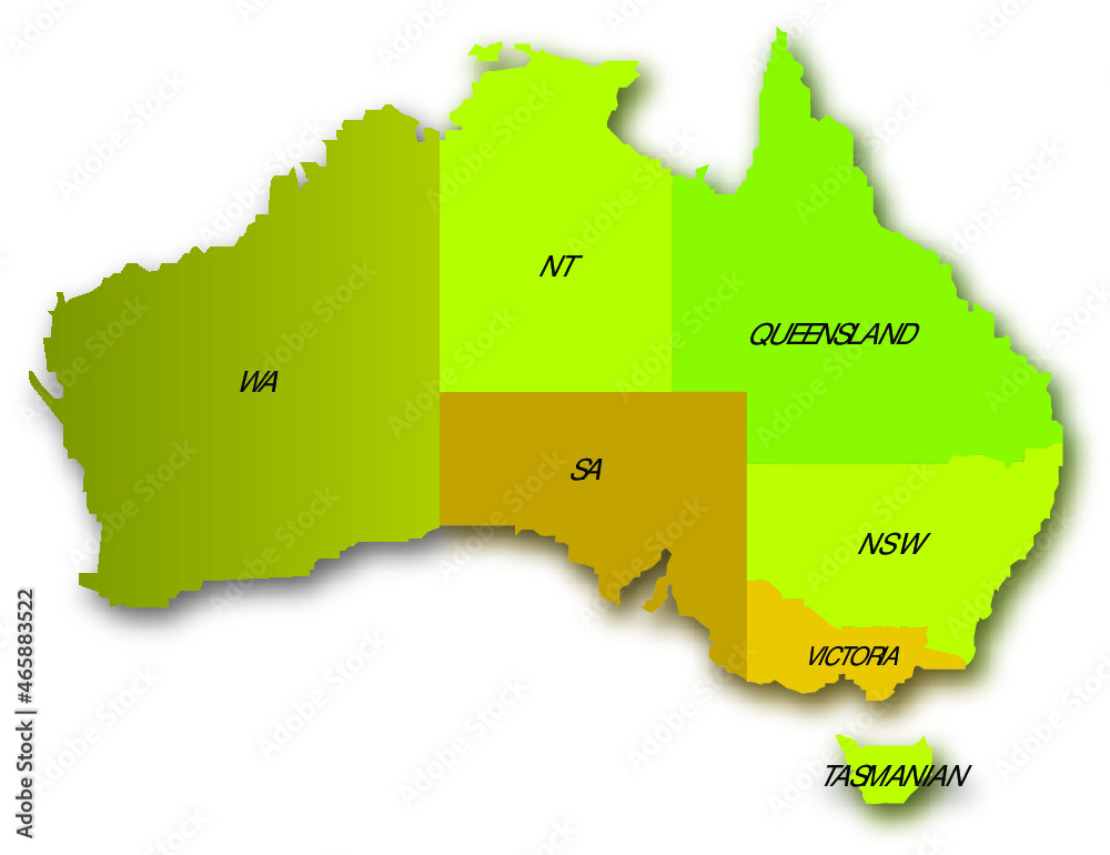 Map of state country. World Map - Australia Stock Vector | Adobe Stock