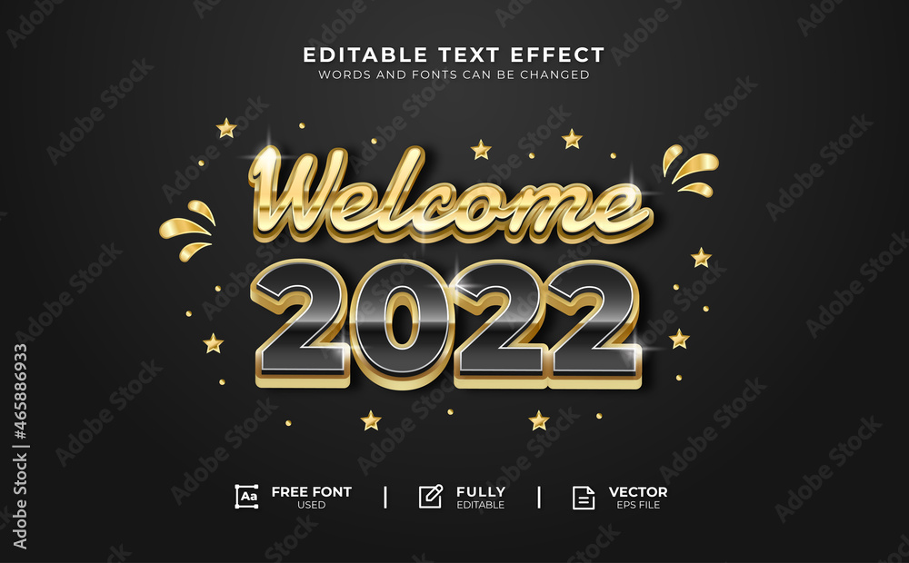 Welcome 2022 Editable Text Effect Stock Vector | Adobe Stock
