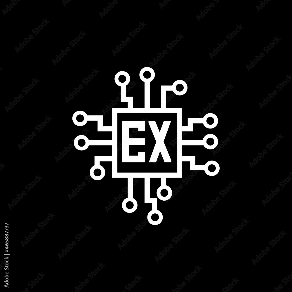 EX letter logo design on black background.EX creative initials letter ...