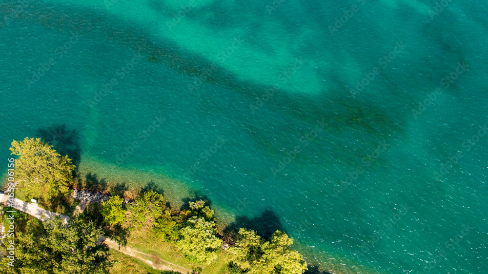 90 degree overhead aerial view of the Eastern tip of Belle Isle. Stock ...
