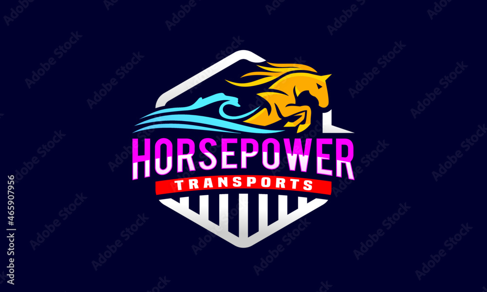 Horse Power Coastal Transport Logistic Logo Design Vector Icon ...