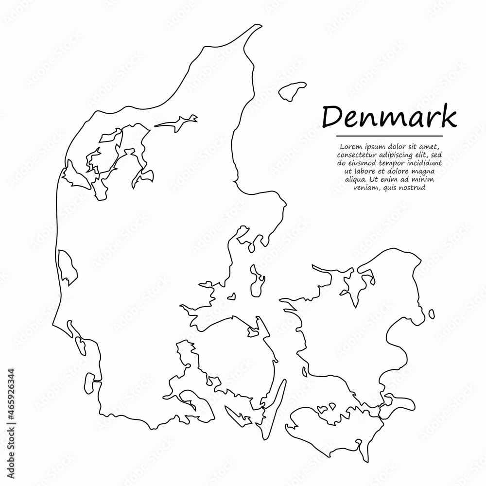 Simple outline map of Denmark, in sketch line style Stock Vector ...