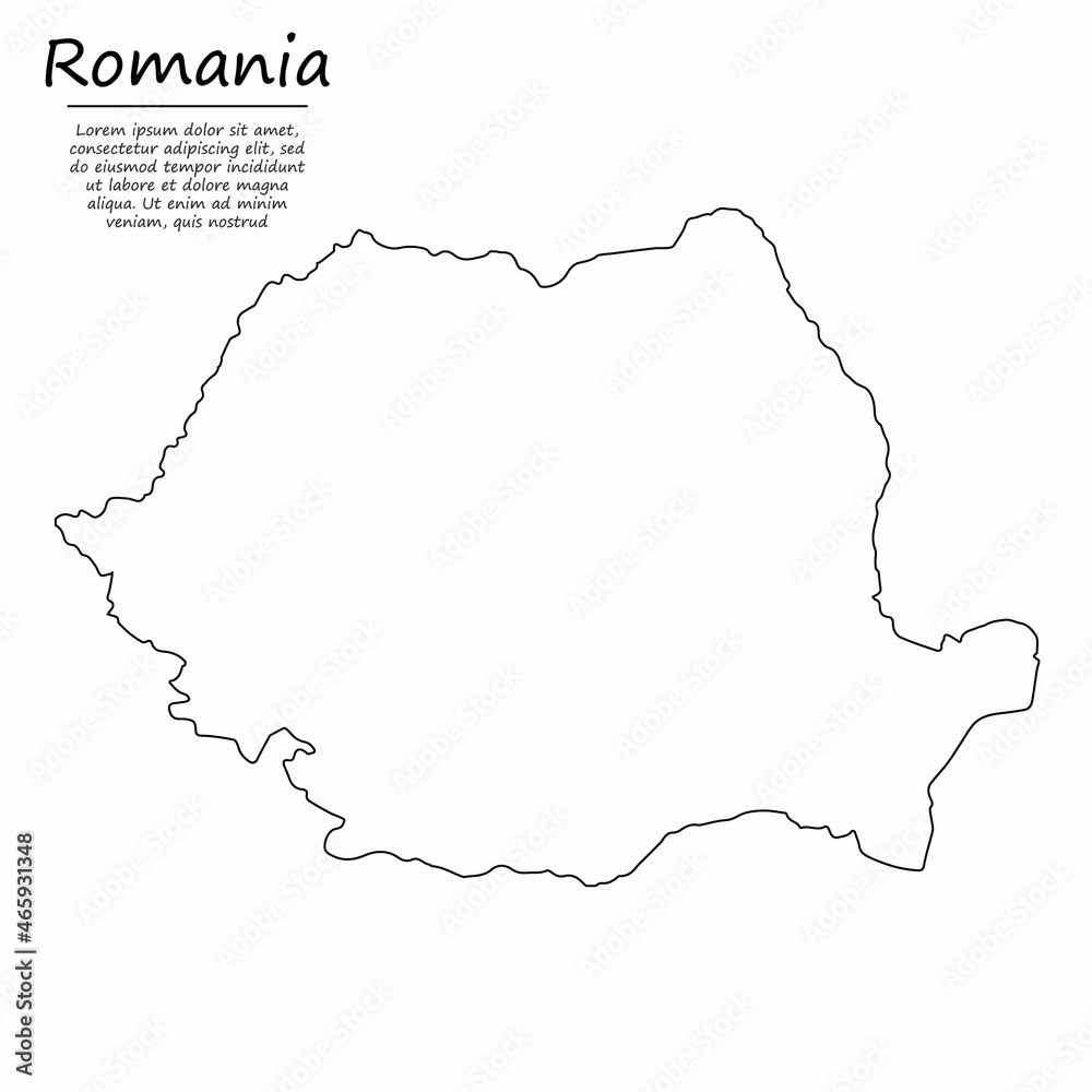 Simple outline map of Romania, in sketch line style Stock Vector ...