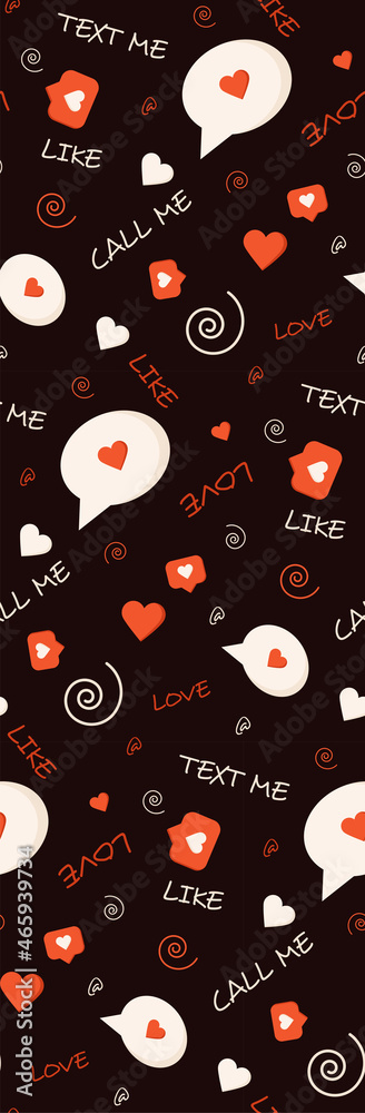 Seamless pattern for valentine day with love messages, hearts, likes ...