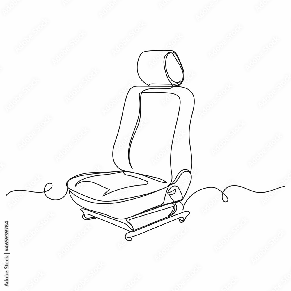 Vector continuous one single line drawing icon of car seat in ...