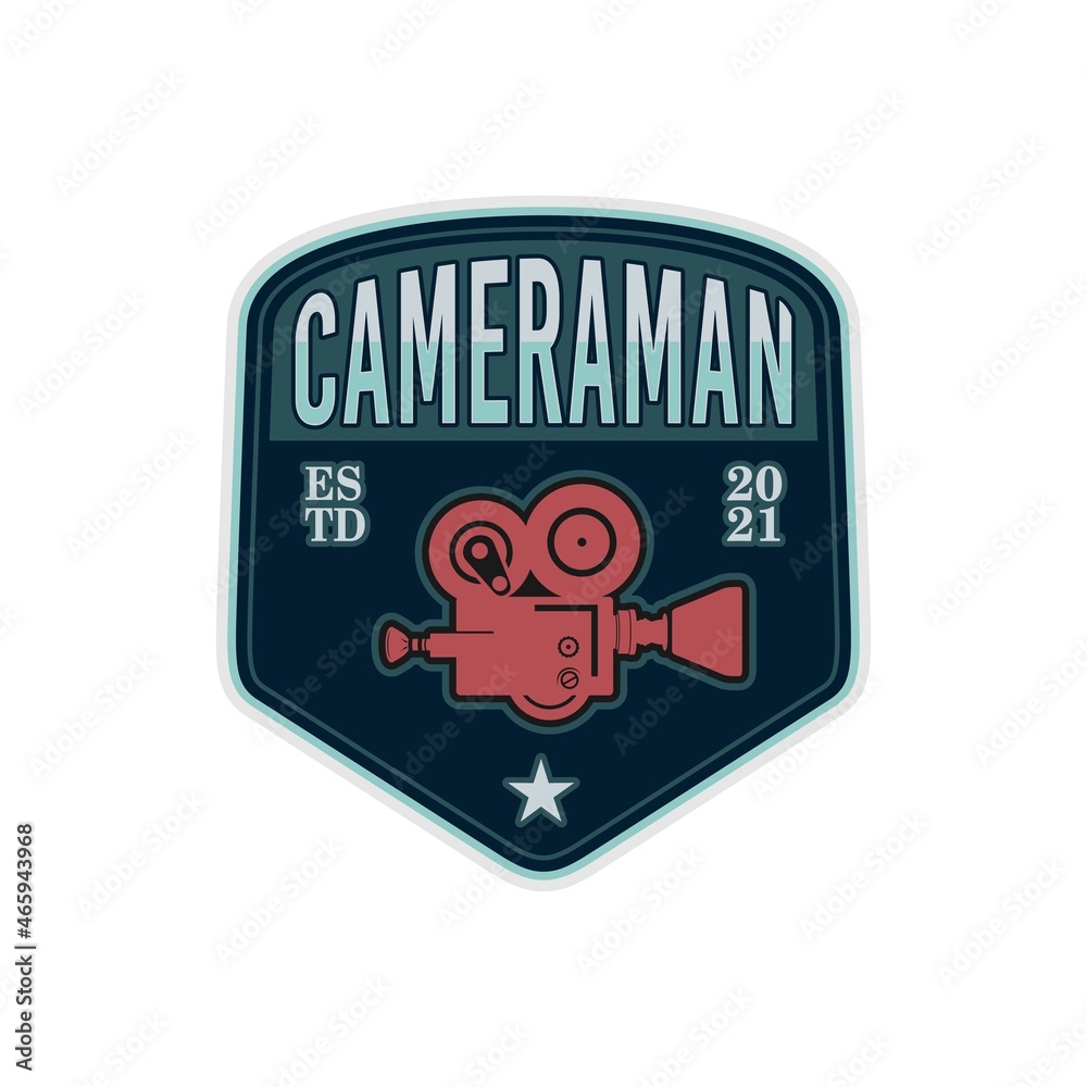 Cameraman Badge With Video Camera Icon , Cameraman Logo Design ...