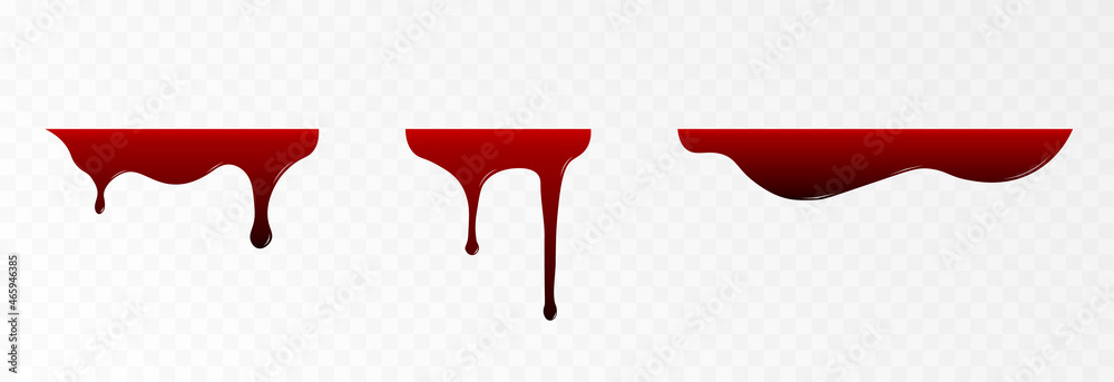 Vector set of drops of blood on an isolated transparent background ...