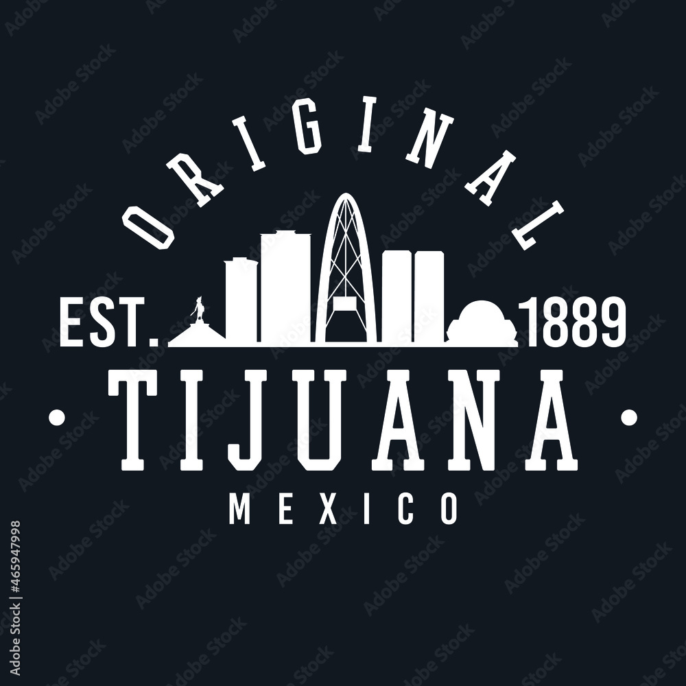 Tijuana, Baja California, Mexico Skyline Original. A Logotype Sports ...