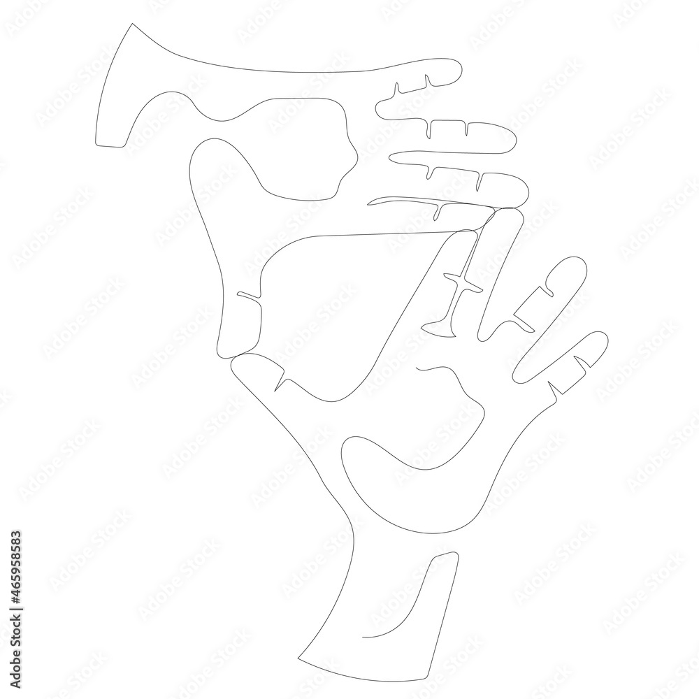 Symbol of two hands together in vector illustration (hand-drawing ...