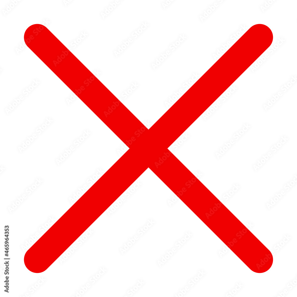 Red X letter, sign, signal. Restriction, prohibition, alignment, target ...