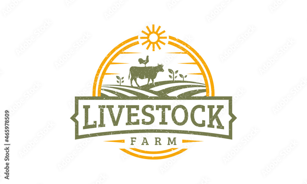 Livestock Farm Land Agriculture Logo Design Vector Icon Illustrations ...