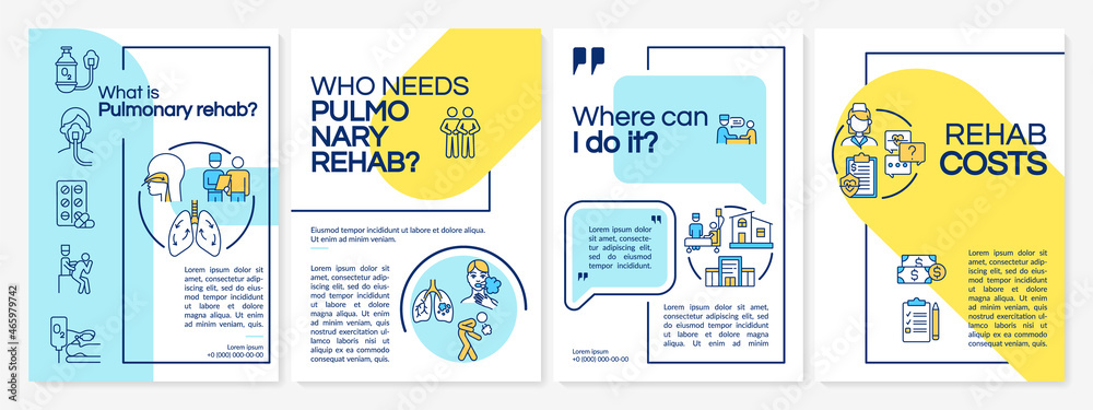 Respiratory recovery blue and yellow brochure template. Flyer, booklet ...