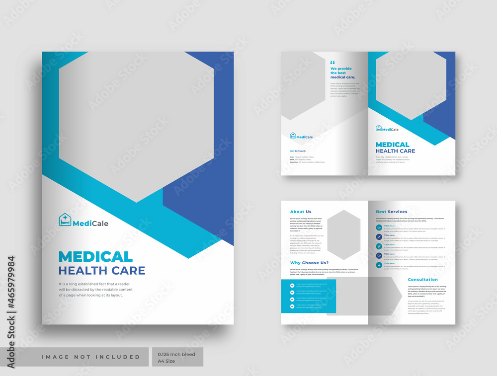 Medical health care company bi-fold or two fold brochure template ...