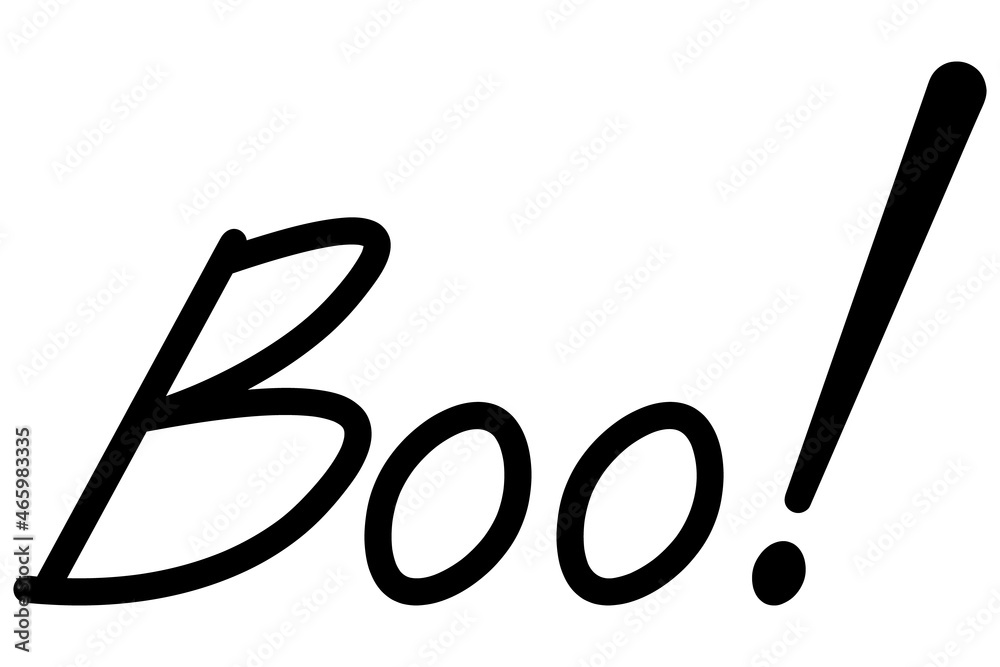 Boo. Lettering. Silhouette. Vector illustration. Frighten. Outline on ...