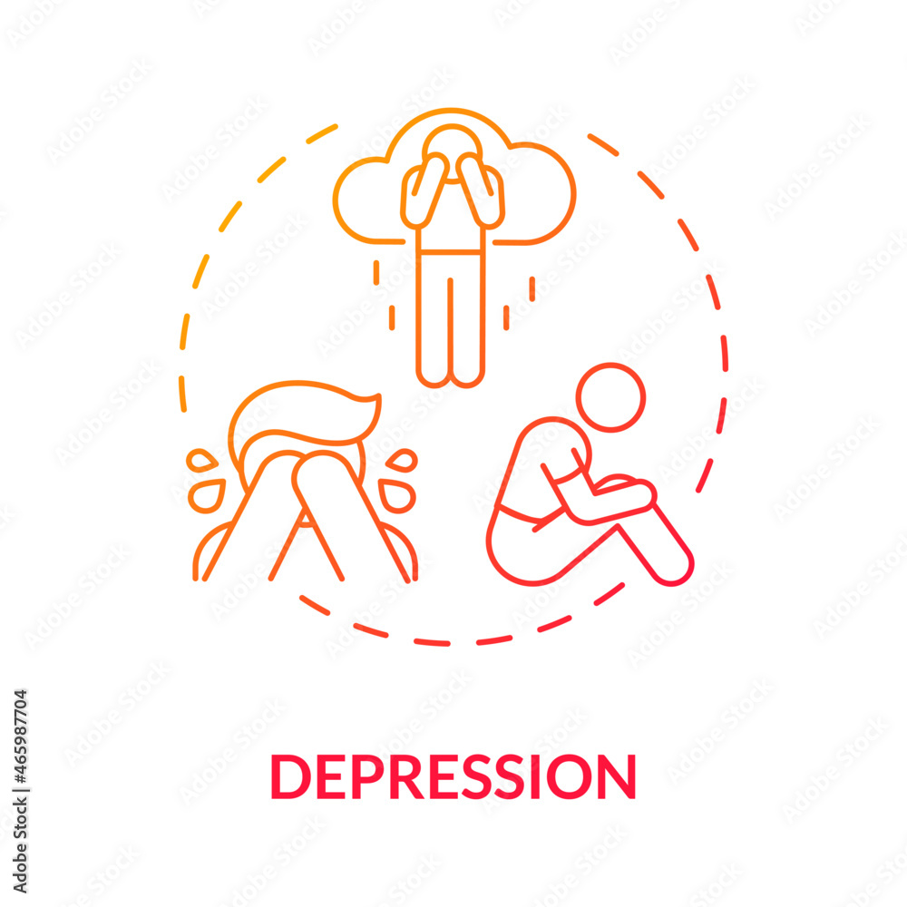 Depression red gradient concept icon. Hate speech effect abstract idea ...
