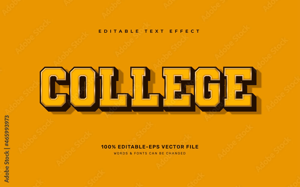 College vintage text effect Stock Vector | Adobe Stock