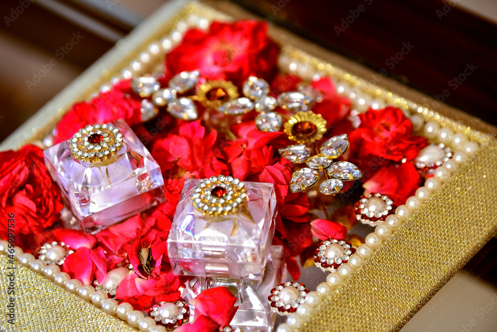 Golden rings, wedding rings of the bride and groom for indian wedding ...
