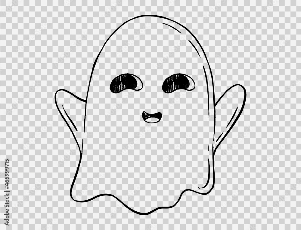Scary ghost hand drawn brush stroke style isolated on png or ...