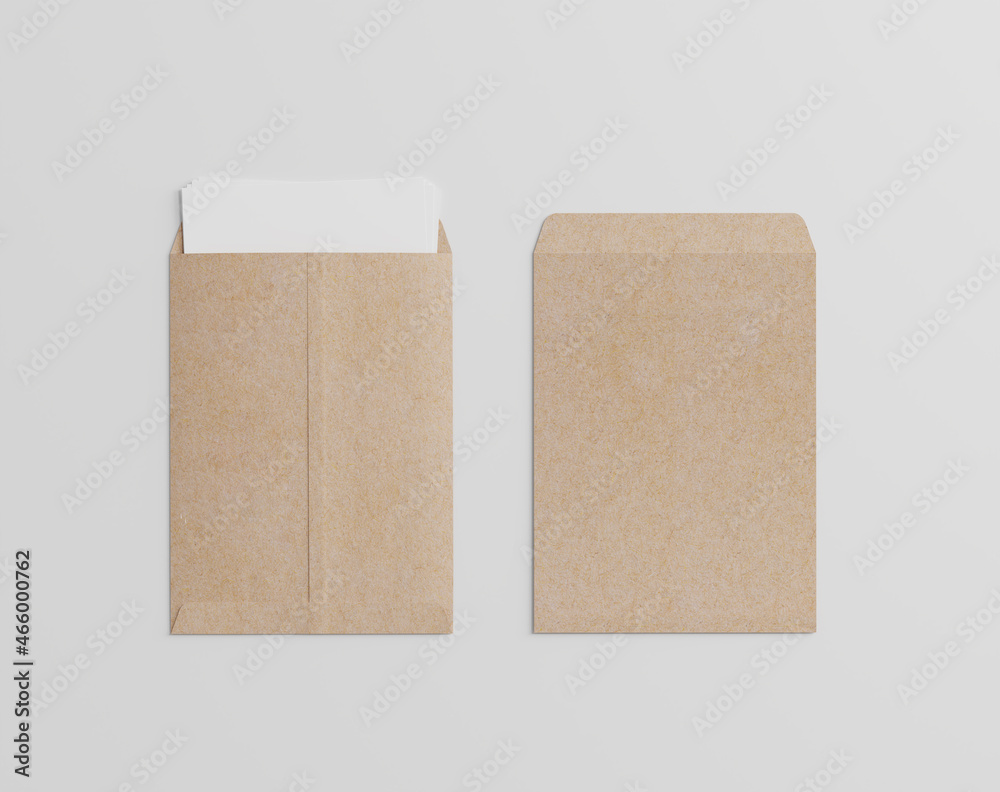 Blank kraft brown big envelope mockup on the empty background Stock ...