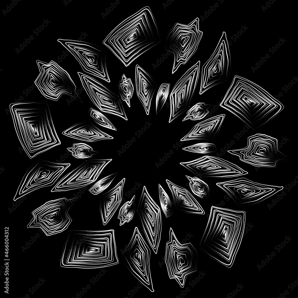 Vector outline drawing of decorative round design element from various ...