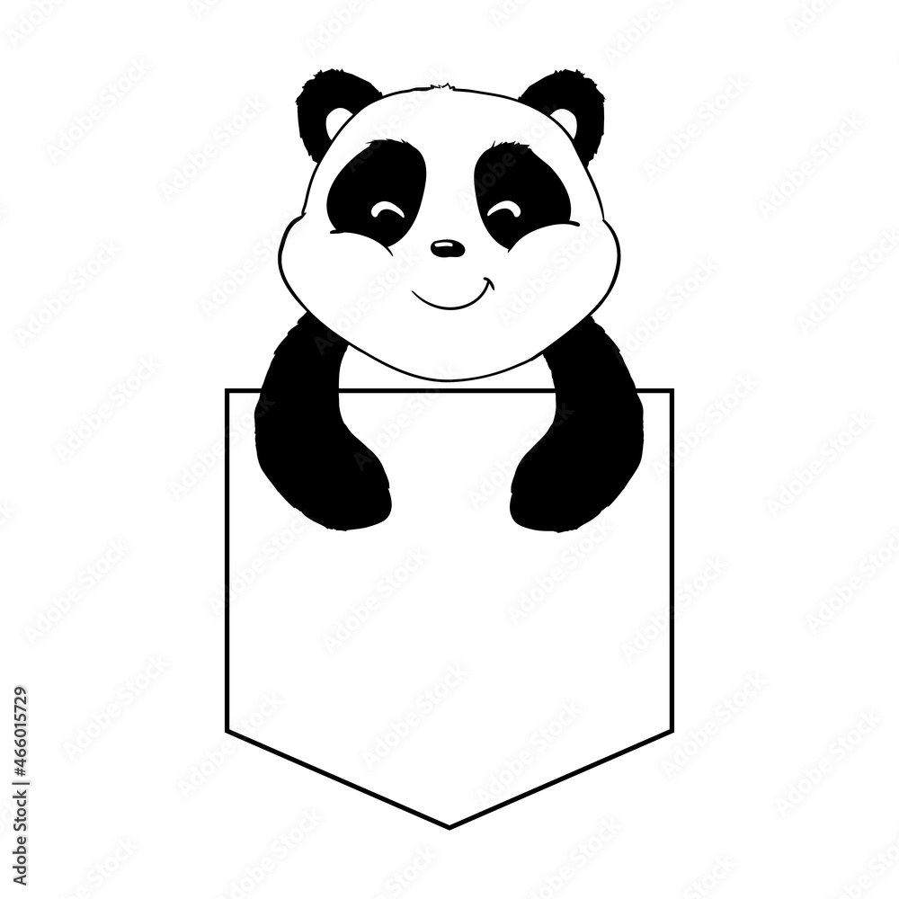 Stylized Giant panda full body drawing. Simple panda bear icon or logo ...