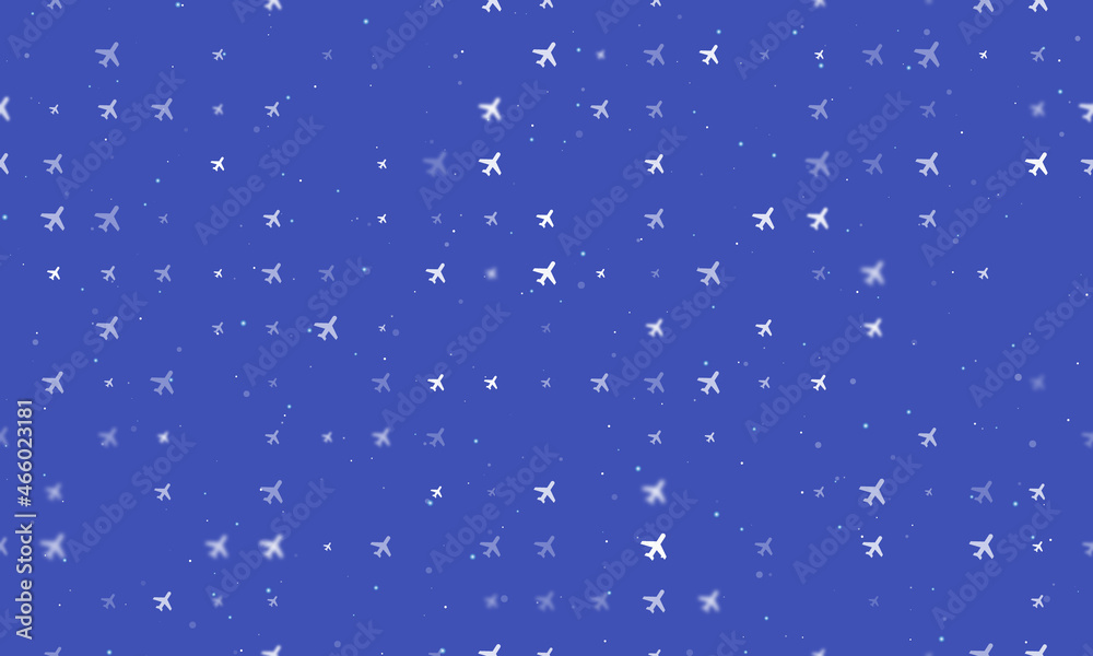Seamless background pattern of evenly spaced white plane symbols of ...