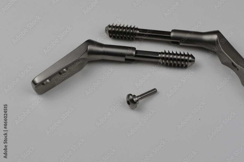 Surgical plates for osteosynthesis in case of hip fractures Stock Photo ...