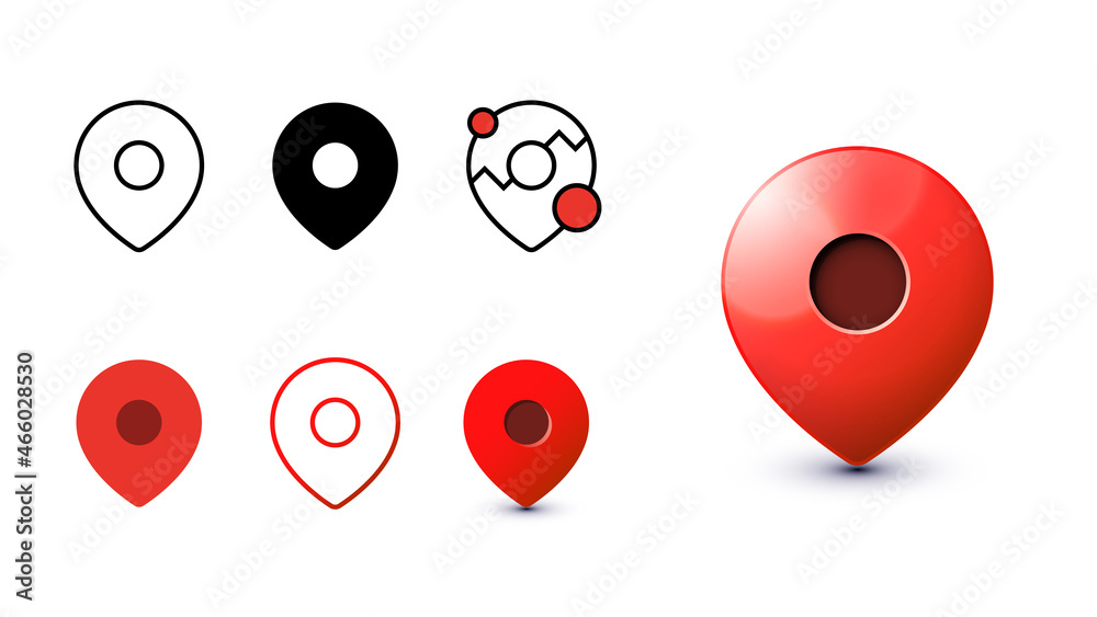 Set of vector map pointers. Map markers with most popular modern shapes ...
