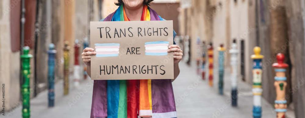 Transgender woman fighting for transsexual human rights at gay pride ...