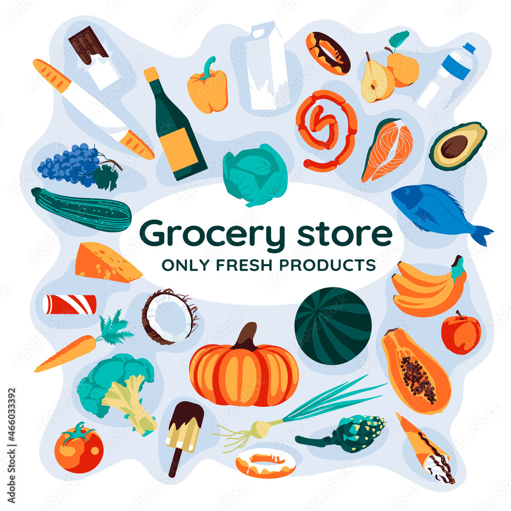 Flyer with groceries. Grocery store, Shopping, Supermarket, Fresh food ...