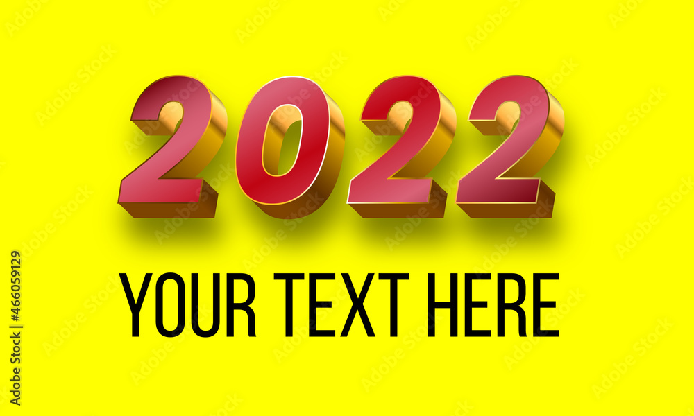 2022 Red 3D Golden Text Effect vector file Design, Happy New Year 2022 ...