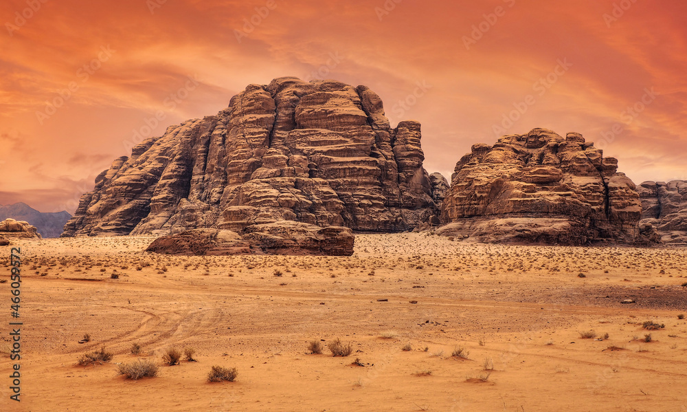 Planet Mars like landscape - Photo of Wadi Rum desert in Jordan with ...