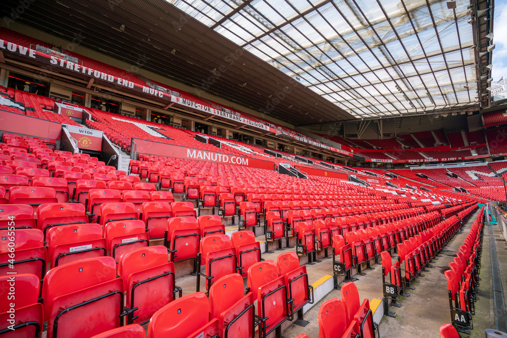 Stadium seats of Old Trafford football stadium, Old Trafford is the ...