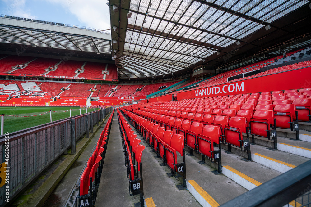 Stadium seats of Old Trafford football stadium, Old Trafford is the ...