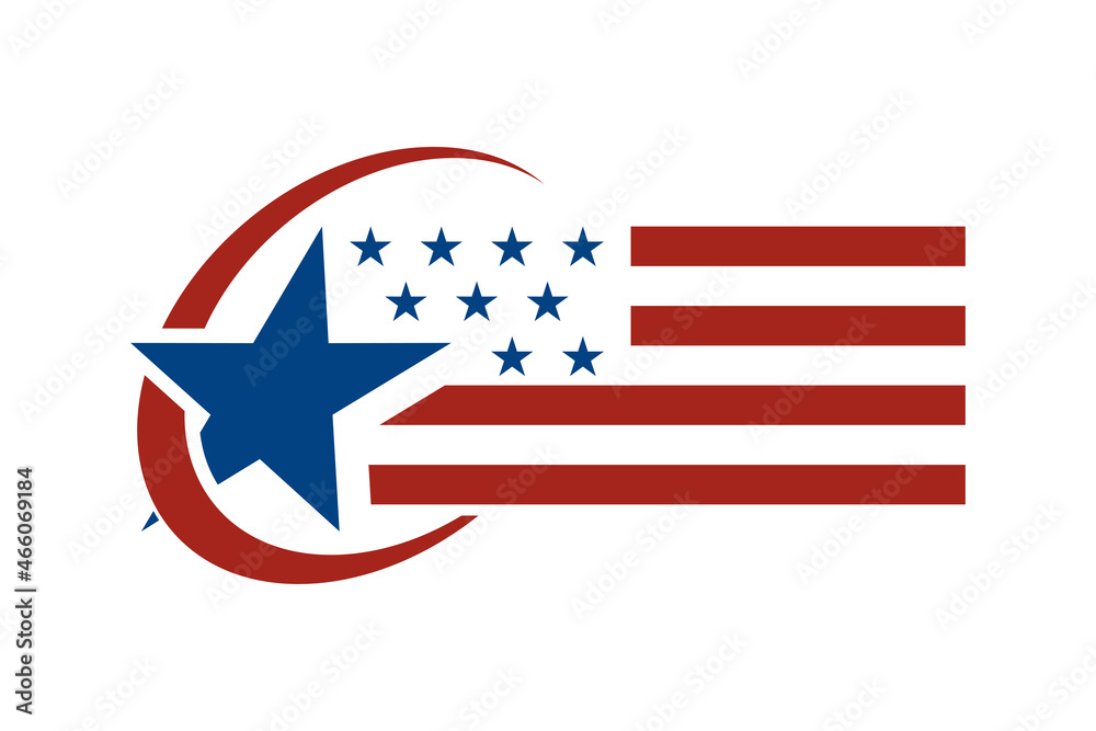 American Flag logo design star stripe red blue US flag America Stock ...