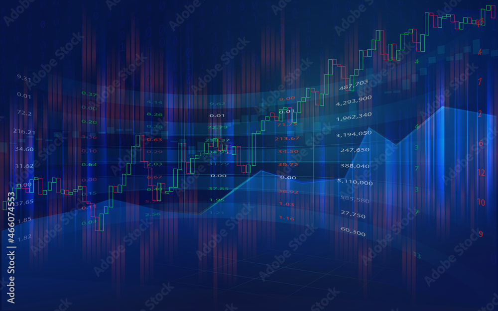 Stock market chart background with binary code. Stock and trade concept ...