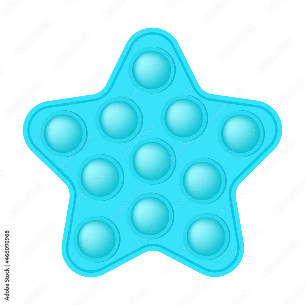 Popit figure blue star as a fashionable silicon toy for fidgets ...