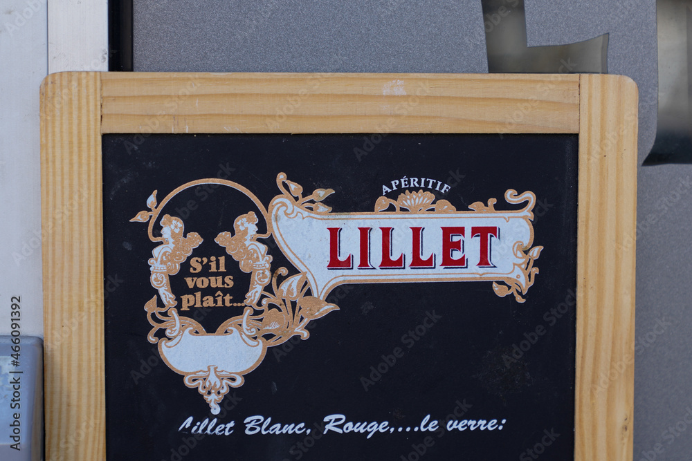 Lillet logo sign and text brand name of aromatized French wine based ...