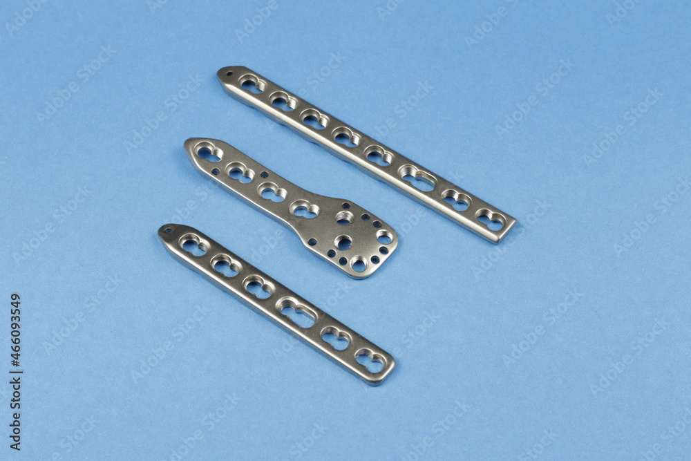 Surgical plates for osteosynthesis in case of bone fractures Stock ...