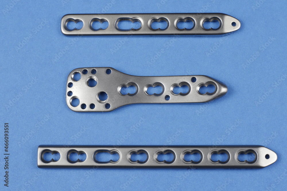 Surgical plates for osteosynthesis in case of bone fractures Stock ...