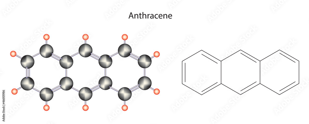 Chemical molecular illustration of Anthracene (Anthracene formula) Stock Vector | Adobe Stock