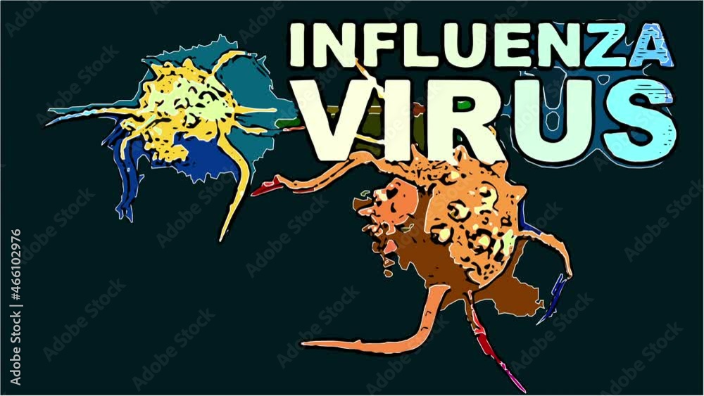 2d animation in comic style - Illustration of Influenza Virus cells ...