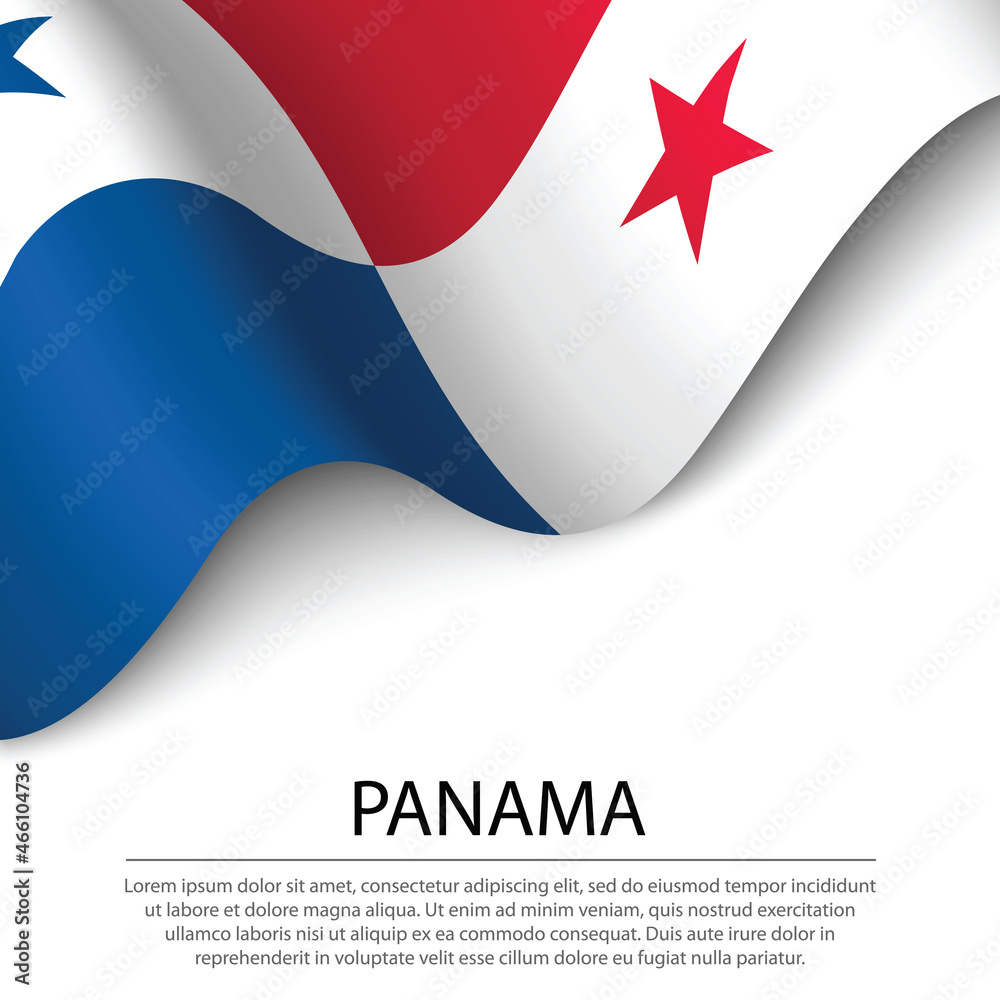 Waving flag of Panama on white background. Banner or ribbon template ...